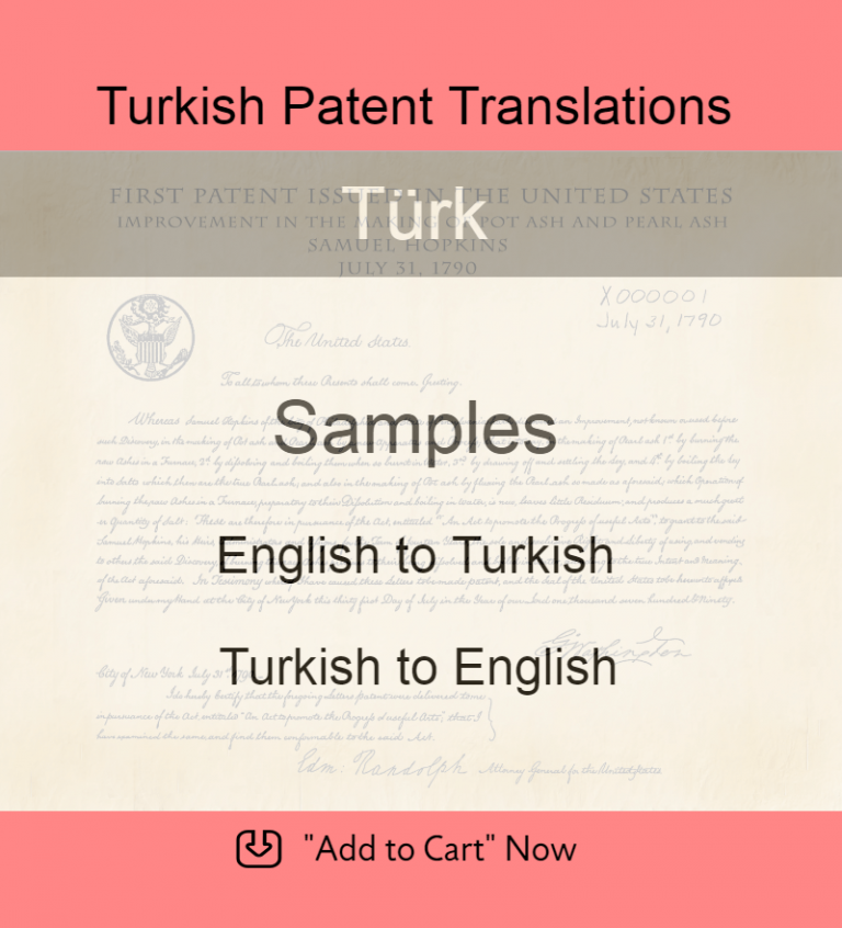 Samples – Turkish Patent Translation | Patent Translation Express